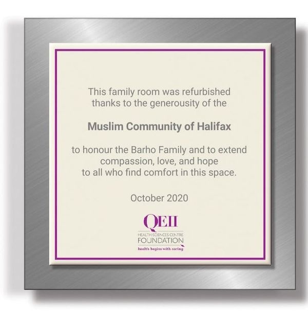 Nova Scotia Muslims give back to hospital in memory of the Barho Family